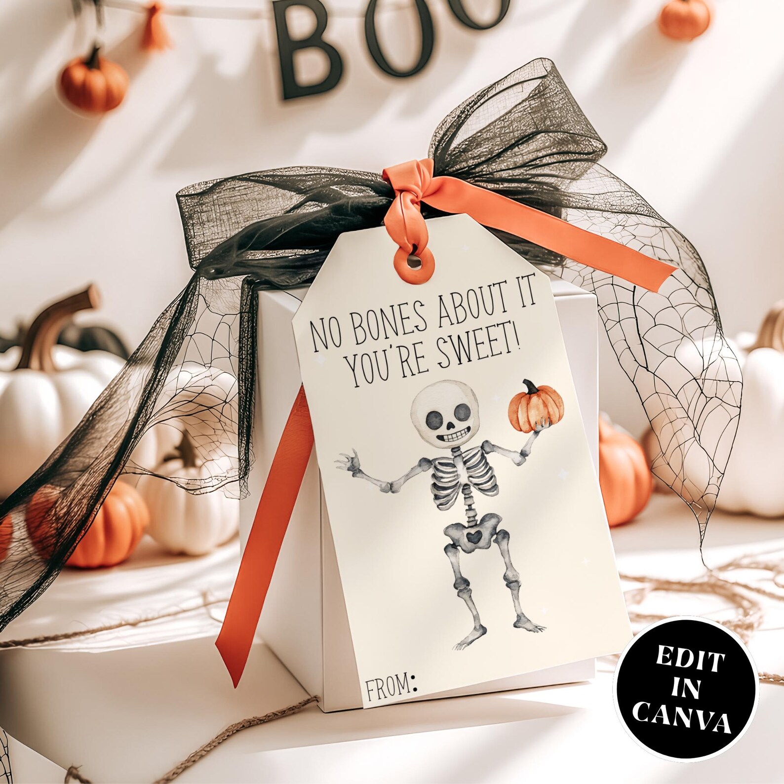 Halloween Skeleton Gift Tags Printable | Treat Bag Tags | Editable ...