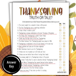 Thanksgiving True or False Questions | Thanksgiving Game Night ...