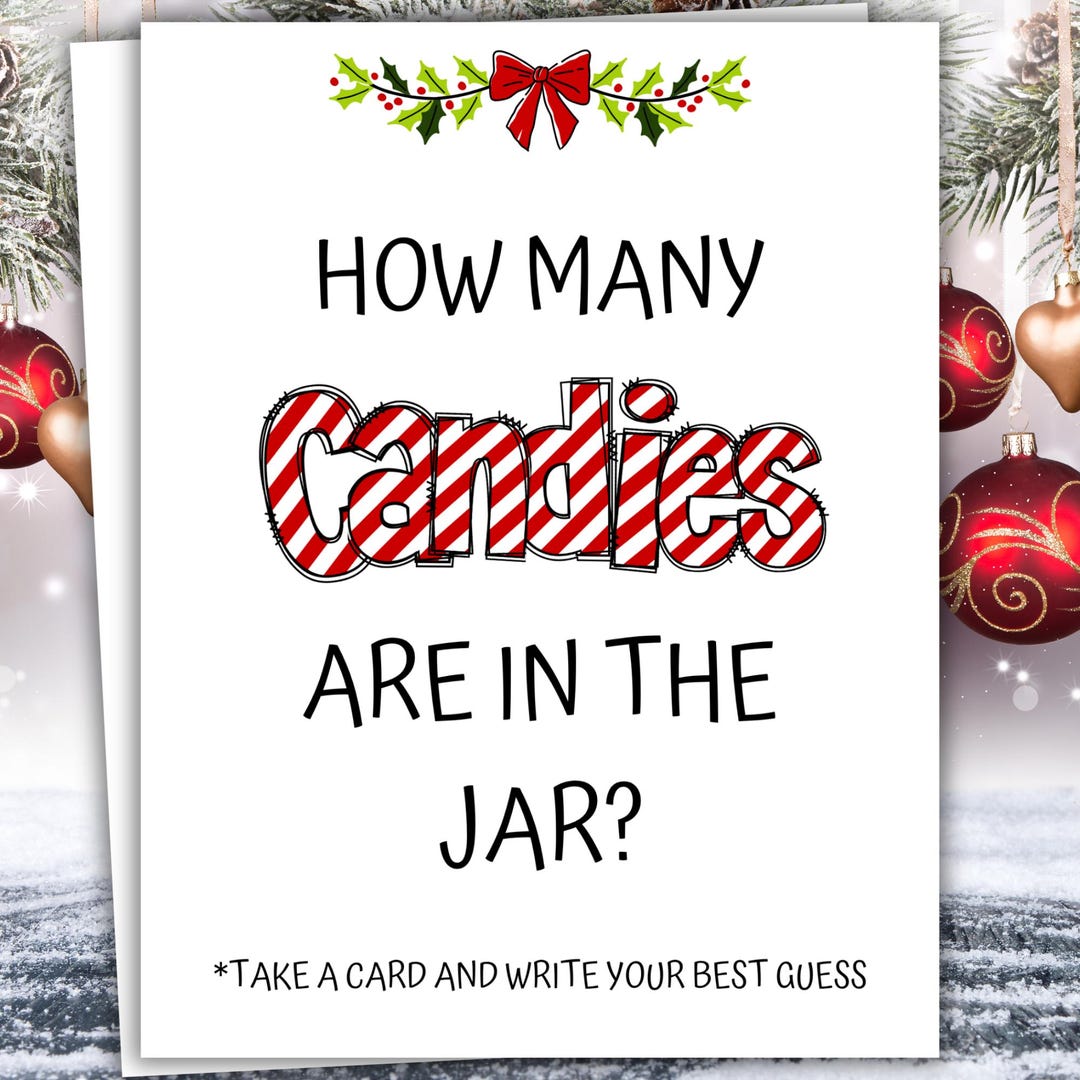 Christmas Guess How Many Candies Are in the Jar Printable Game ...
