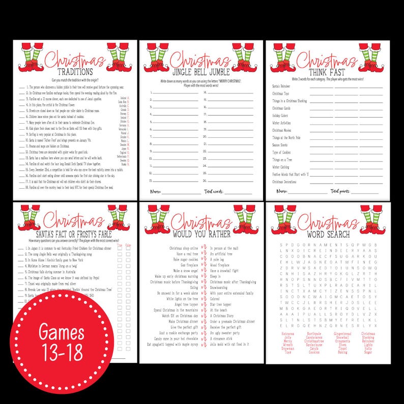 Printable Christmas Game Bundle | Holiday Classroom Party Games ...