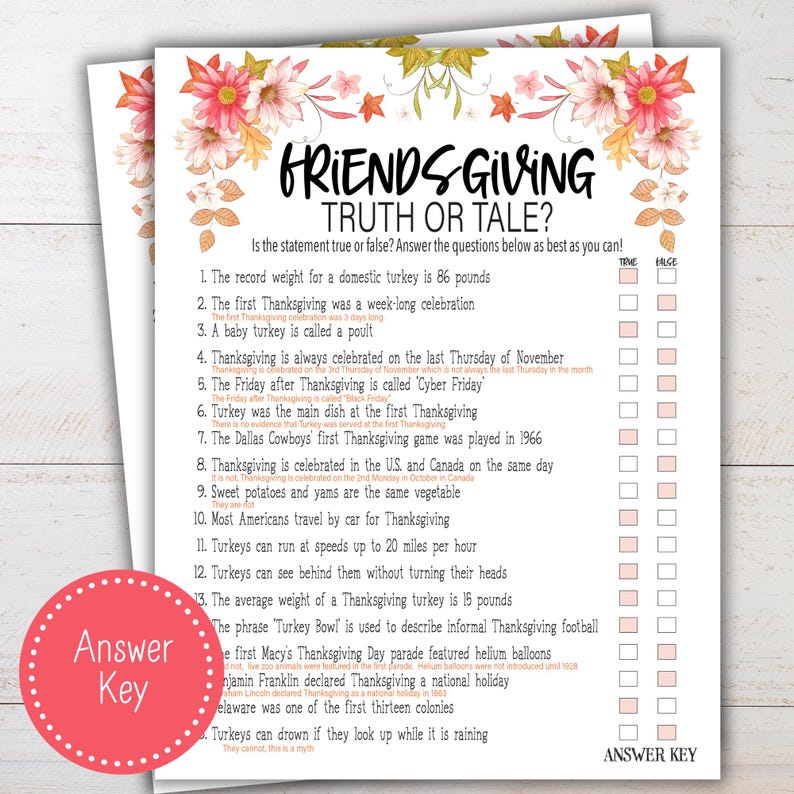 Friendsgiving True or False Questions | Friendsgiving Game Night ...