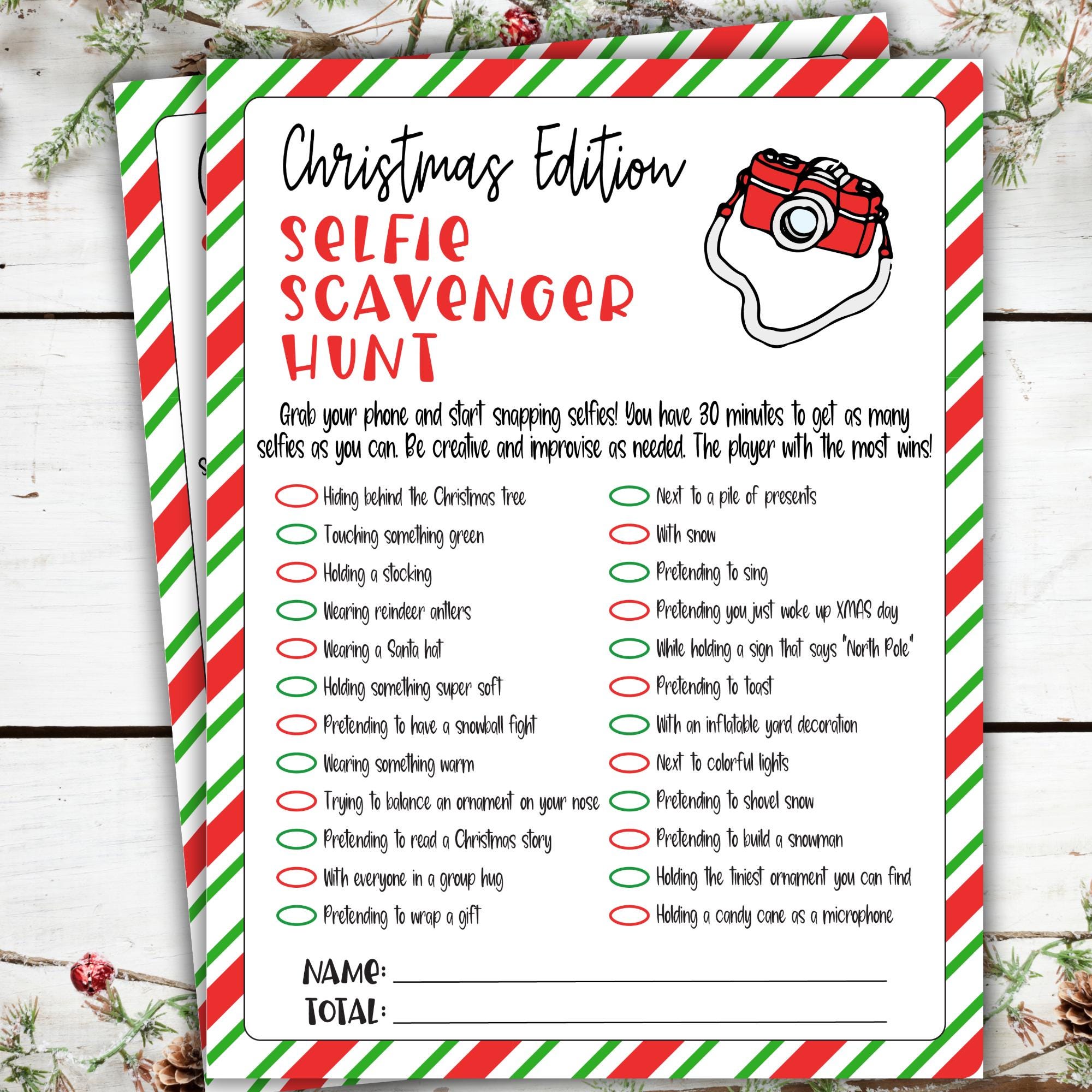 Christmas Selfie Scavenger Hunt – Fun Printable Holiday Game ...