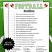 Printable Football Riddles | Football Party Fun Riddles Game | Football ...