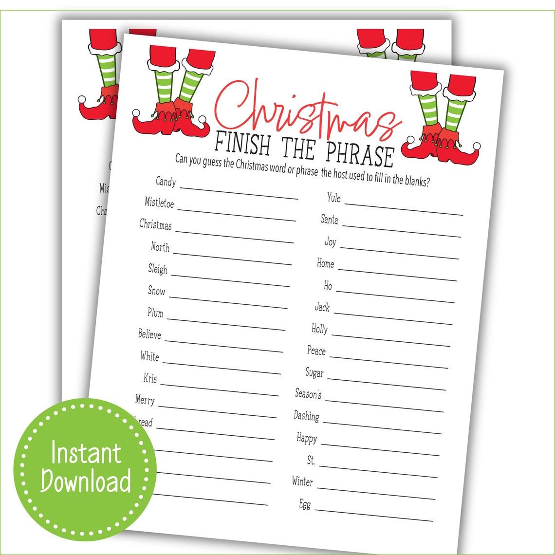 Christmas Finish the Phrase | Christmas Printable Game | Holiday Office ...