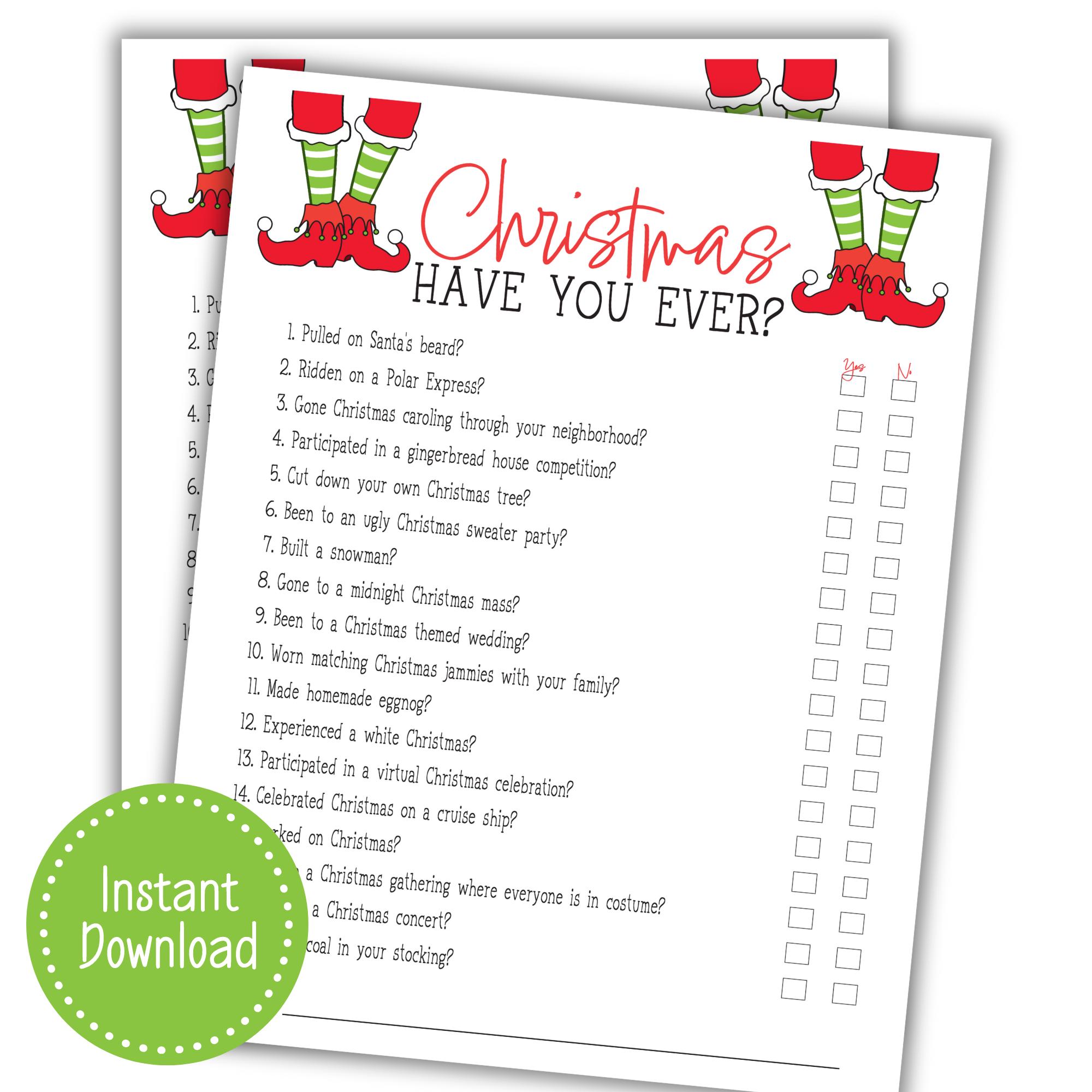 Christmas Have You Ever Questions | Christmas Gathering Game Night ...