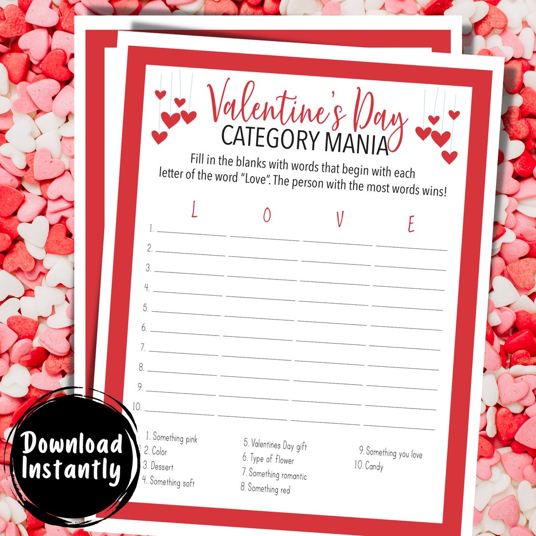 Valentines Category Mania Game for Office Party | Family Valentines ...