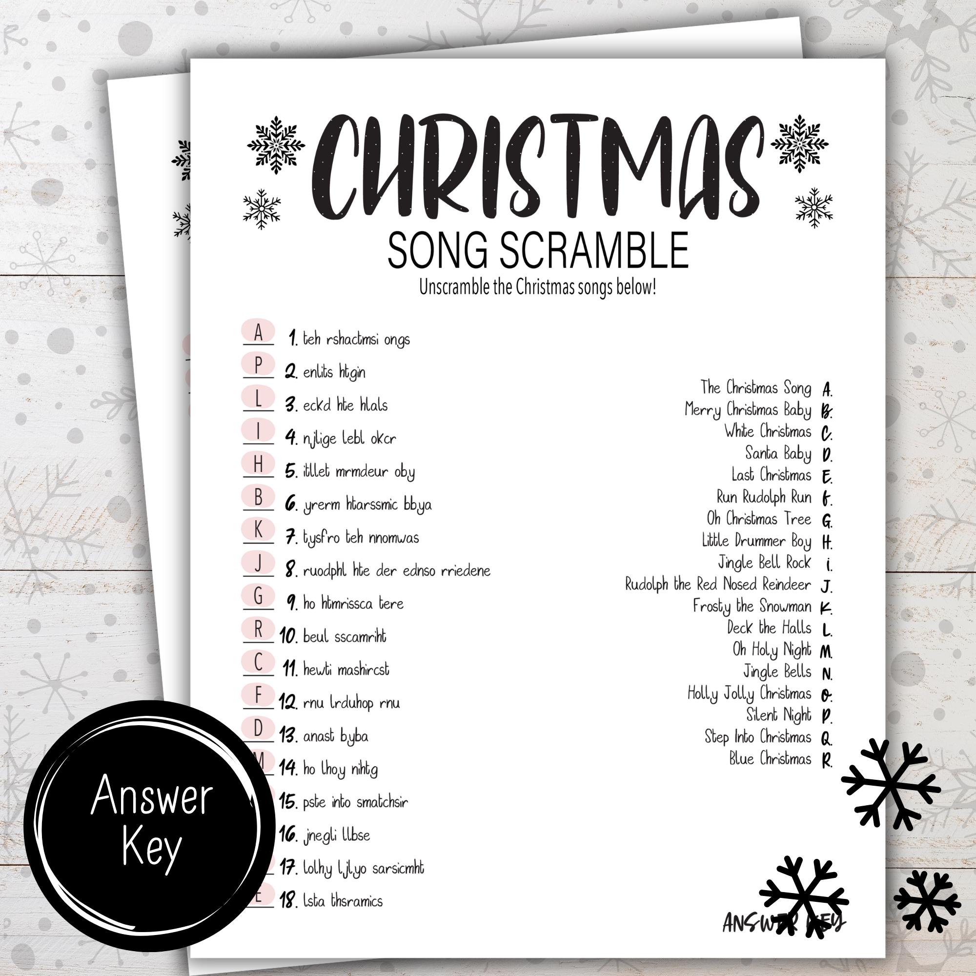 Christmas Song Scramble Game | Christmas Gathering Game Night ...