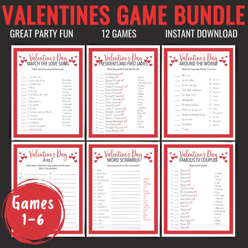 Valentines Day Game Bundle | Galentines Party Games | Classroom Games ...