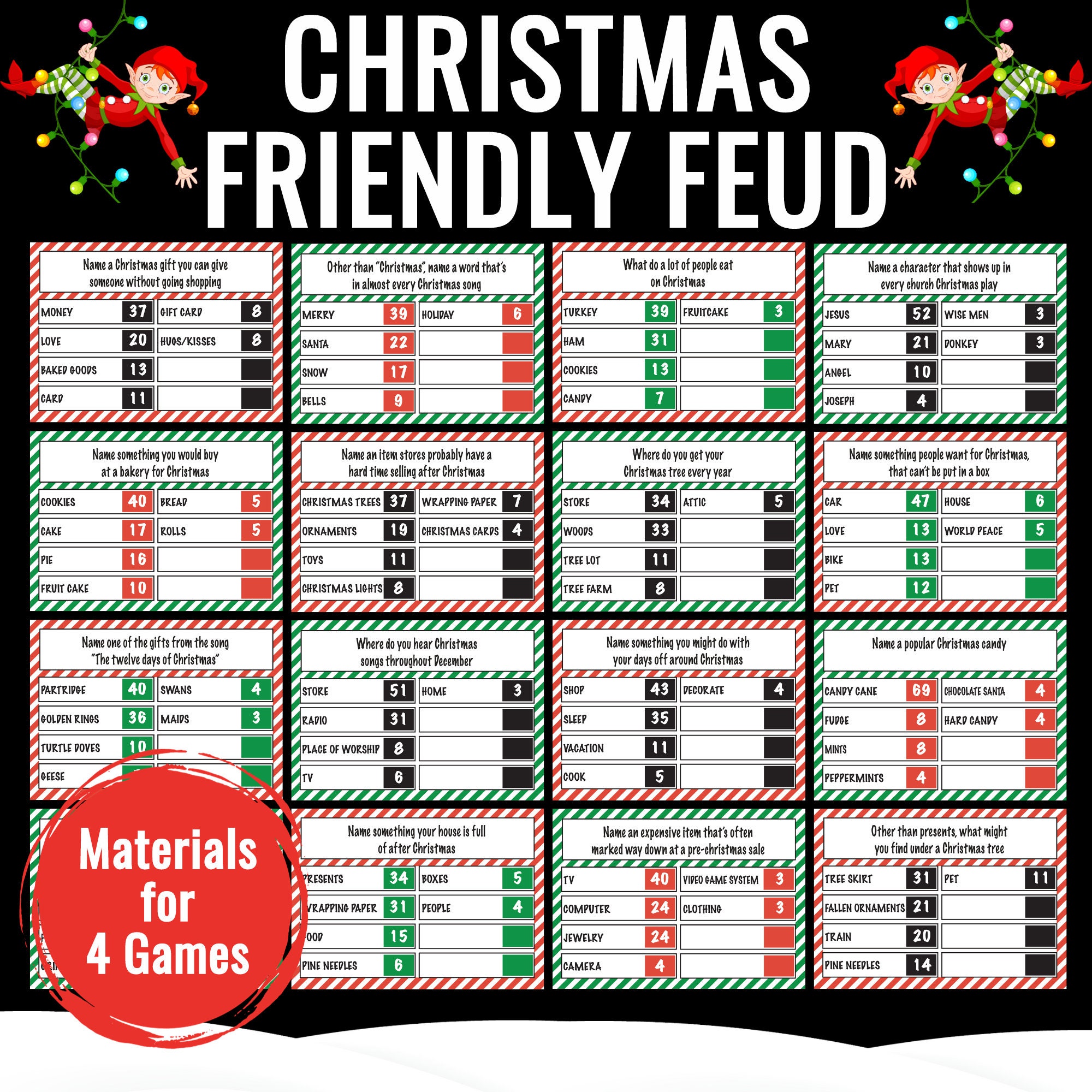 Christmas Friendly Feud Game Office Party Christmas Game Family ...