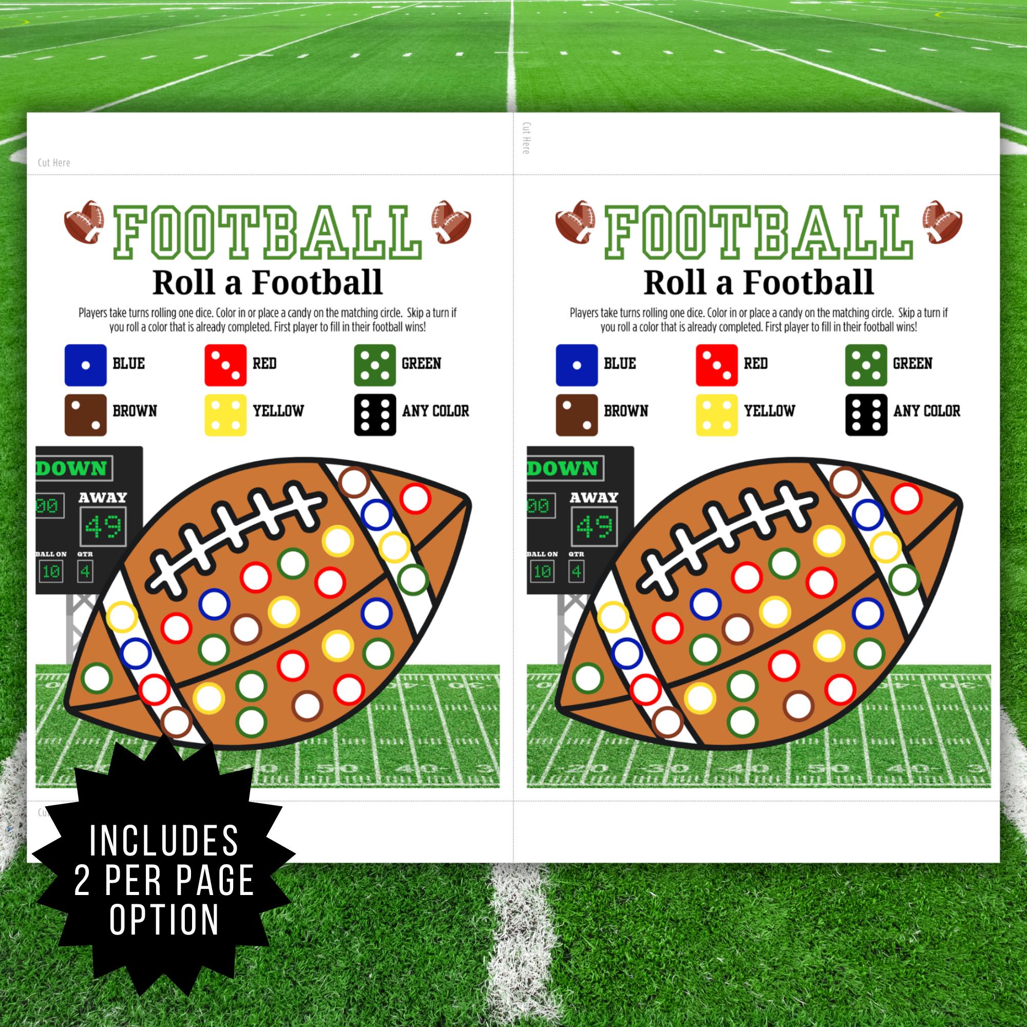 Printable Roll a Football Game | Football Party Dice Game | Football ...