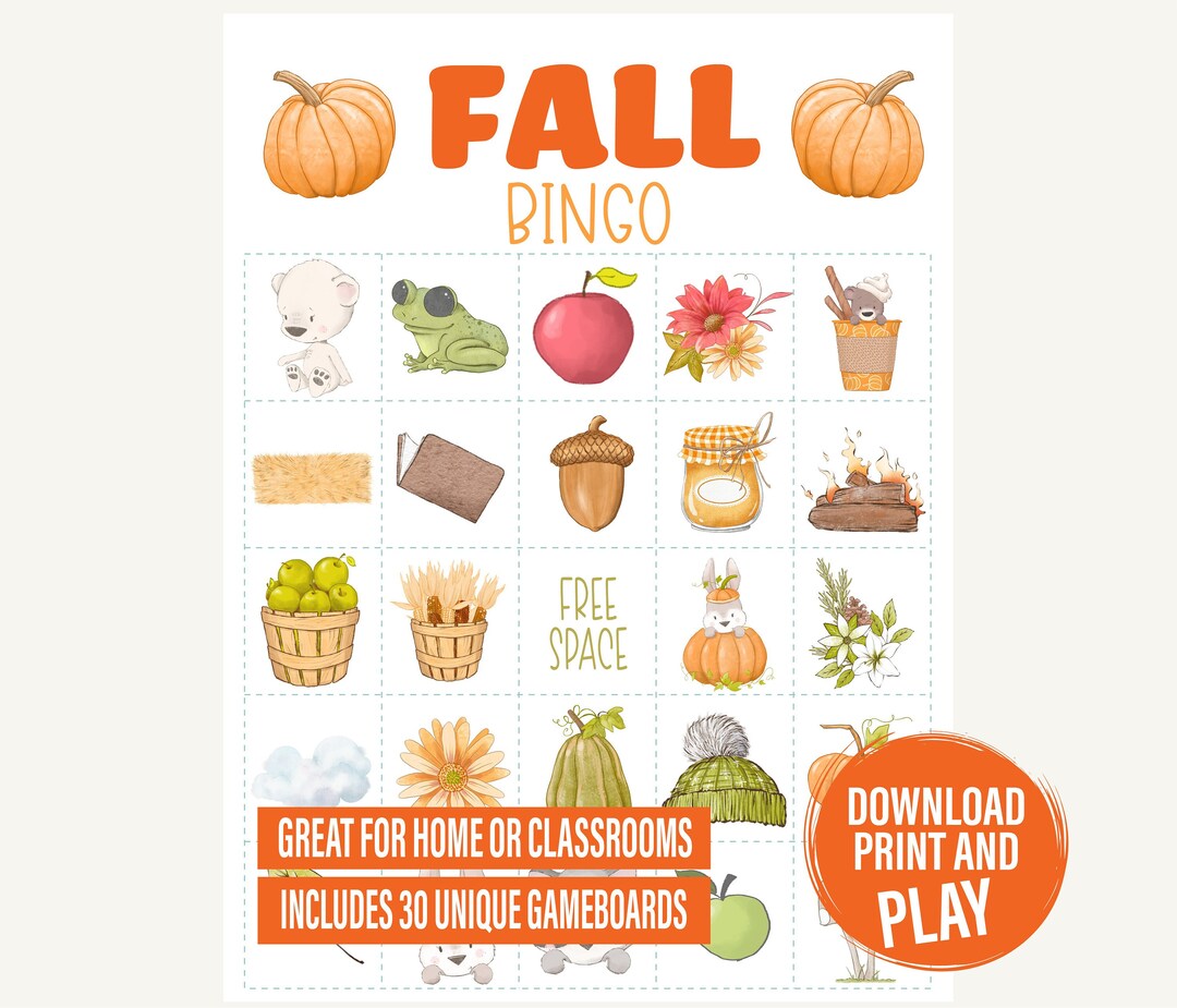 Printable Bingo Classroom Bingo Homeschool Bingo Fall - Etsy