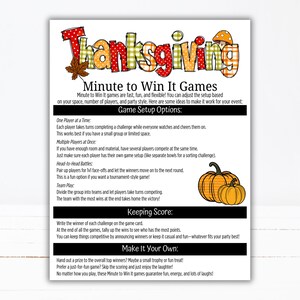 Printable Fall Thanksgiving Minute to Win It Games | Printable 60 ...