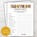 Thanksgiving Think Fast Word Game Thanksgiving Game Night Thanksgiving ...