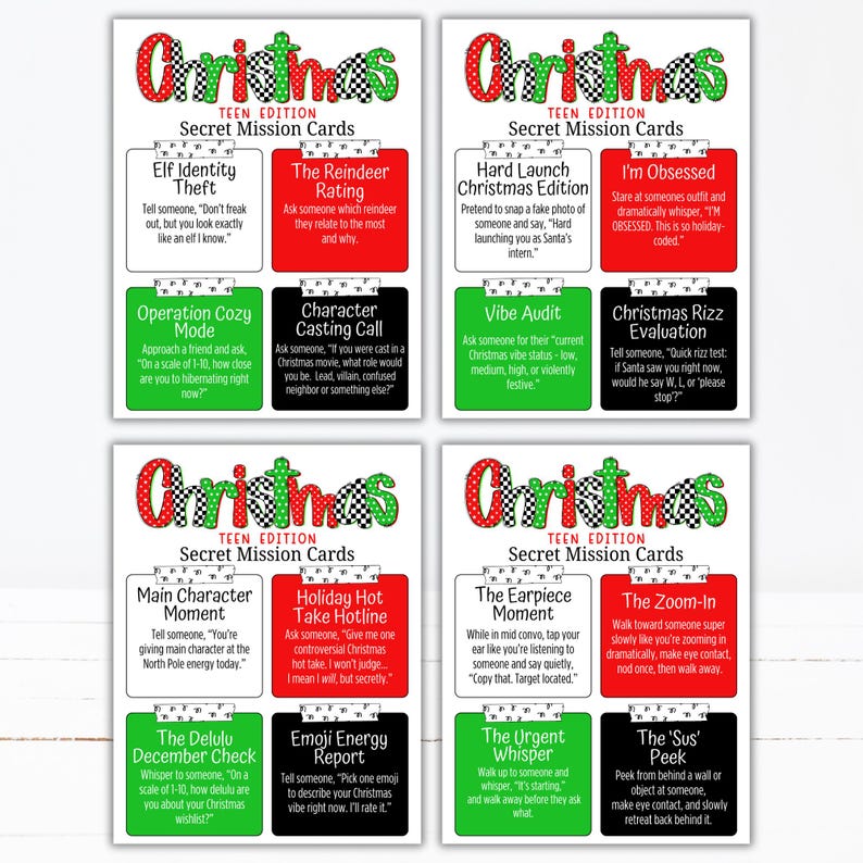 Christmas Secret Spy Mission Game for Teens | Christmas Teen Party Game ...