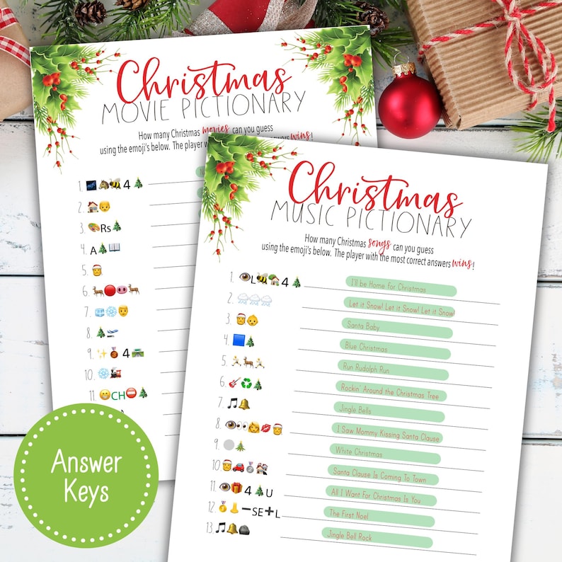 Christmas Printable Games, Christmas Movie Emoji Game, Christmas Song ...