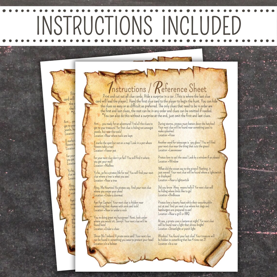 Ahoy! Printable Pirate Adventure Themed Outdoor Scavenger Hunt Game ...