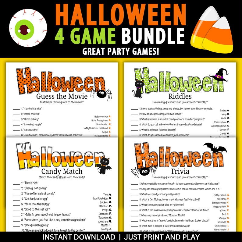 Printable Editable Halloween Game Bundle | Halloween Riddles | Guess ...