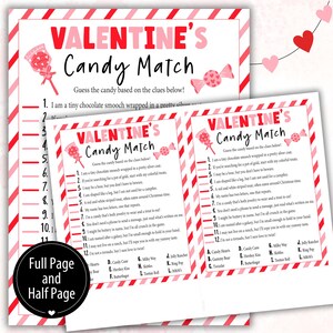 Fun Printable Valentine Candy Match Game With Candy Clues | Valentine ...
