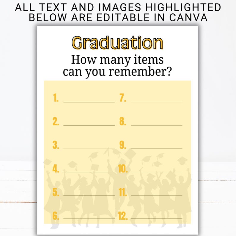 Editable in Canva Graduation Memory Game Printable Grad Party Activity ...