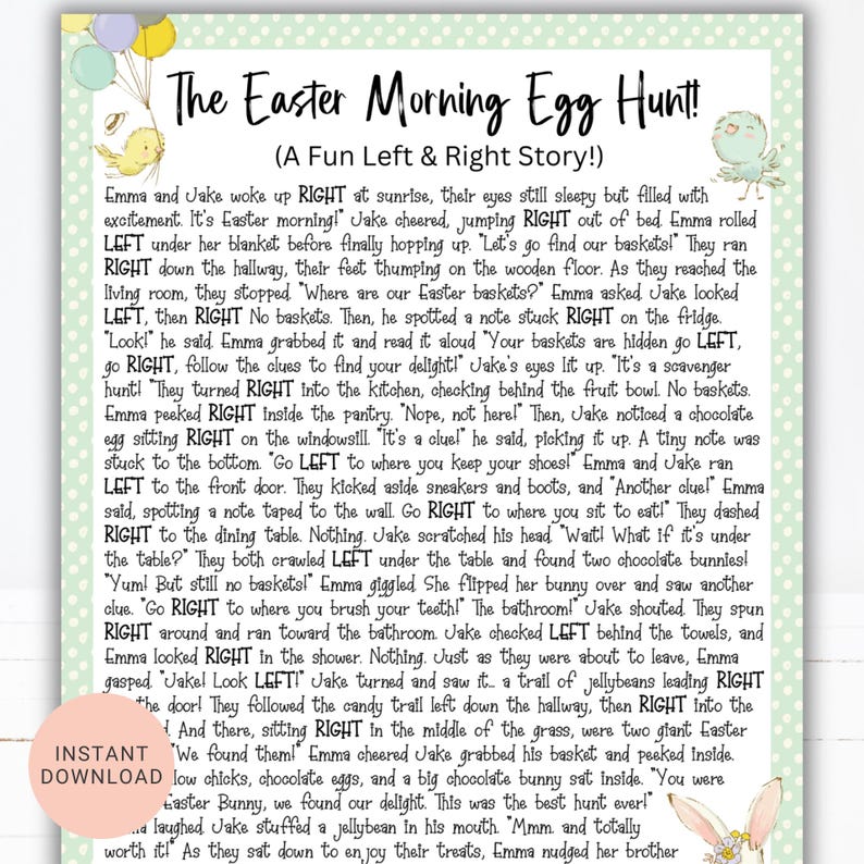 Printable Easter Left Right Game Easter Pass the Gift Story Game Easter ...