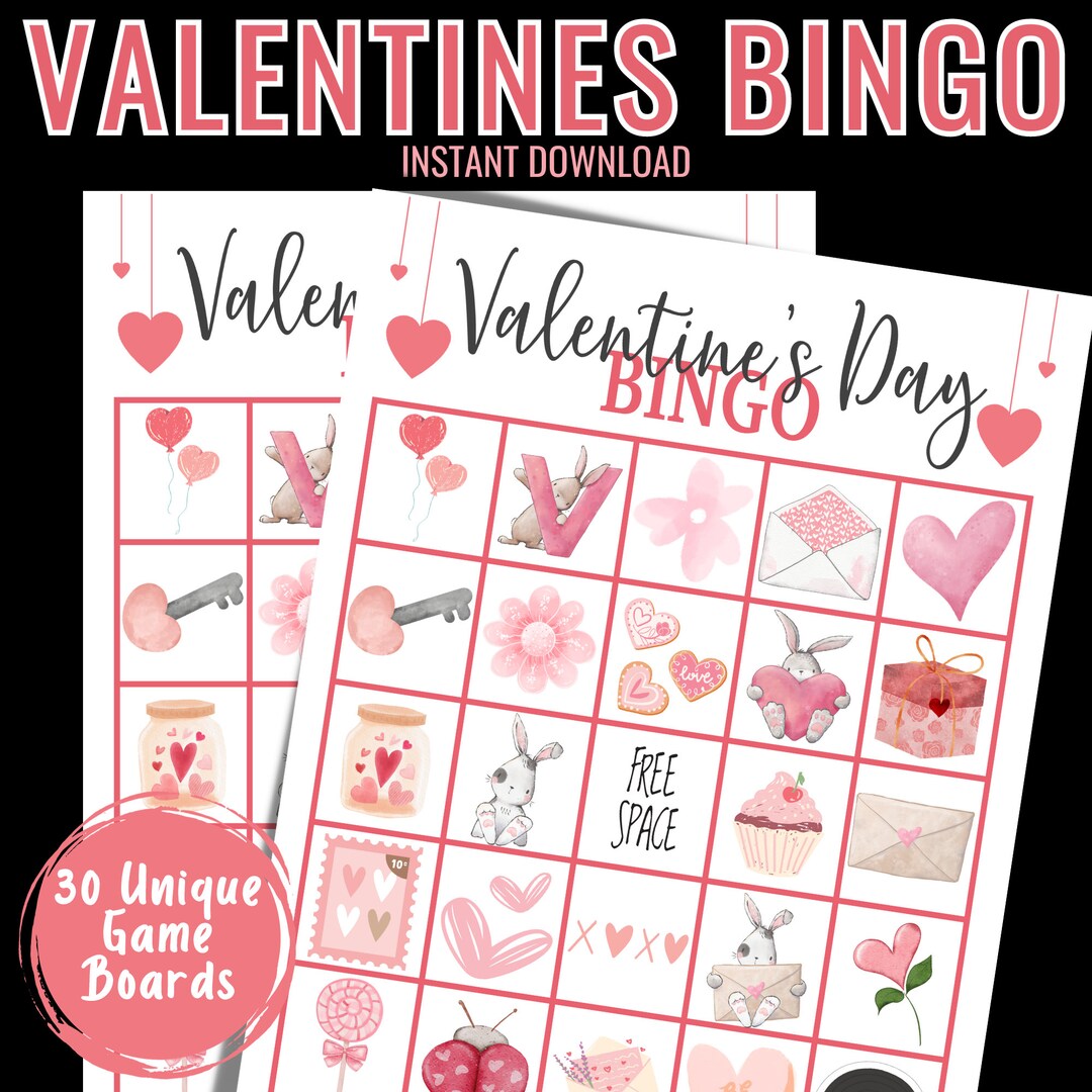 Valentines Day Bingo Game | Valentines Printable Games | Valentines ...