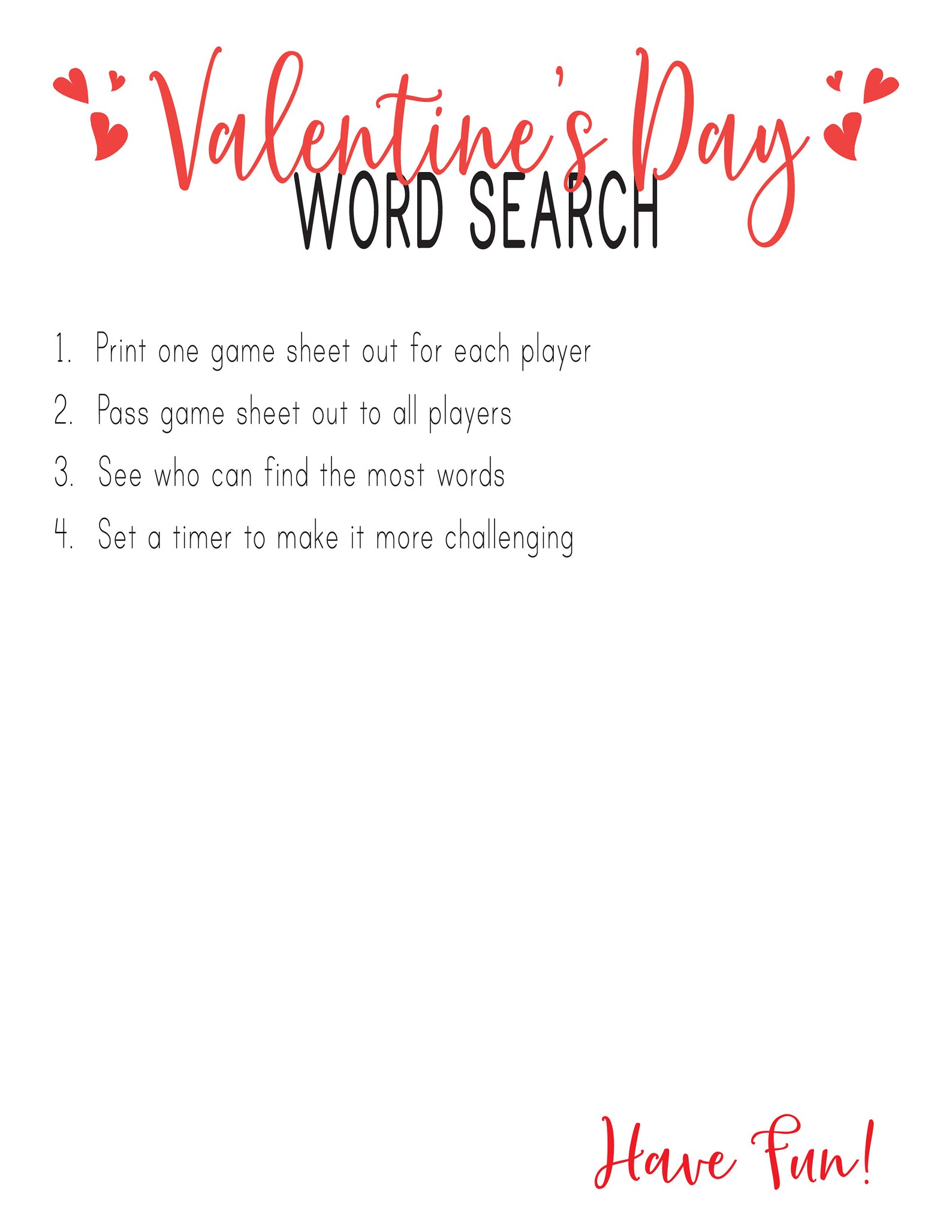 Valentines Day Word Search Valentines Day Games Valentines Day Game ...