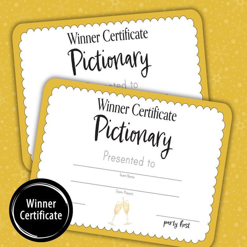New Years Printable Pictionary Game Gold and Black | New Years Office ...