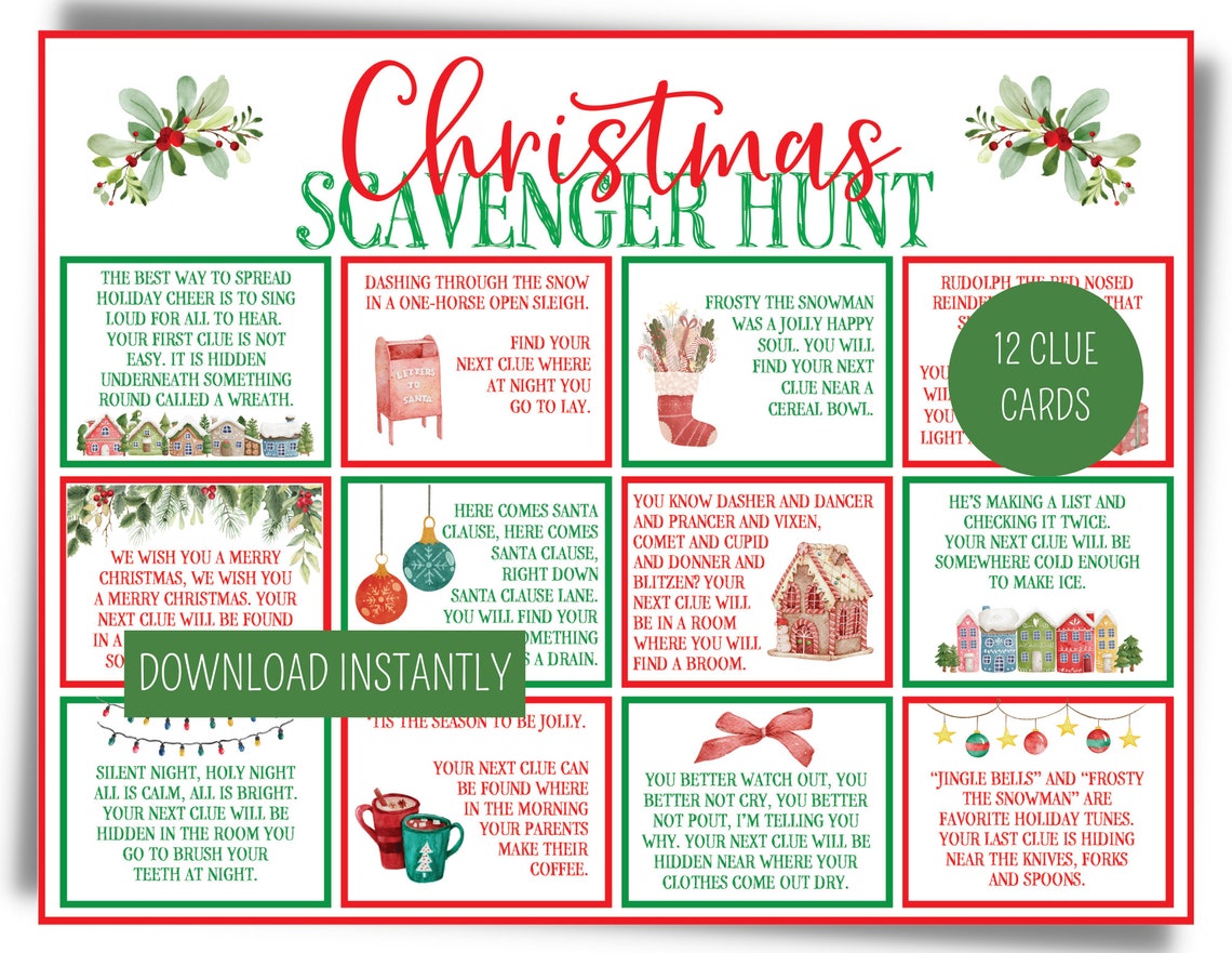 Christmas Scavenger Hunt Christmas Printable Games - Etsy