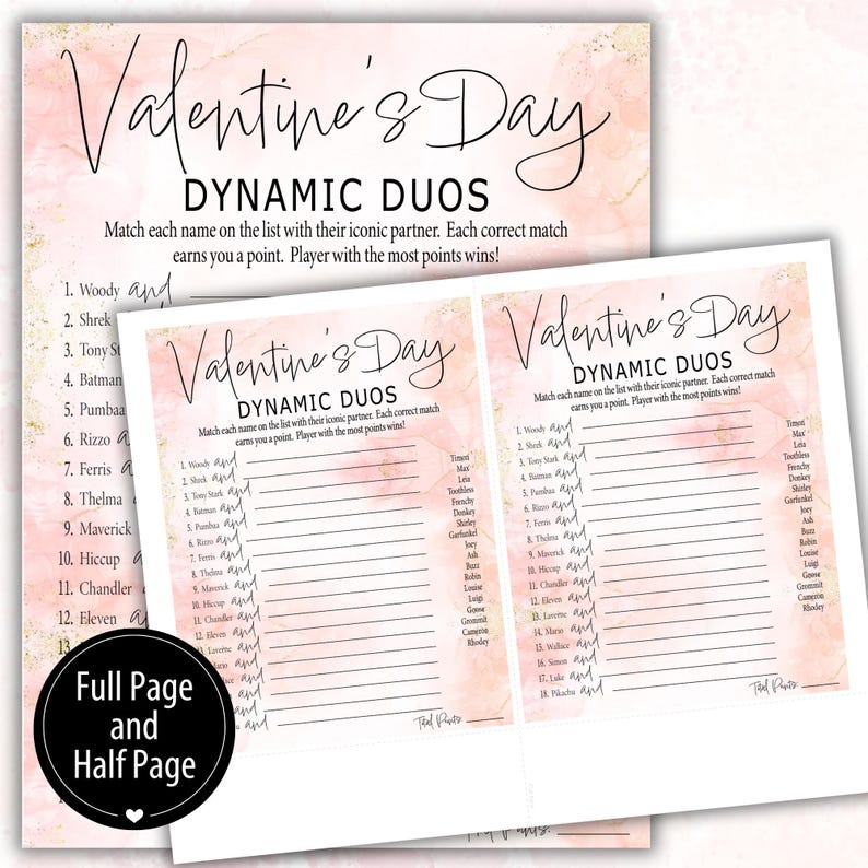 Valentines Match Famous Pairs Game | Match the Iconic Dynamic Duos ...