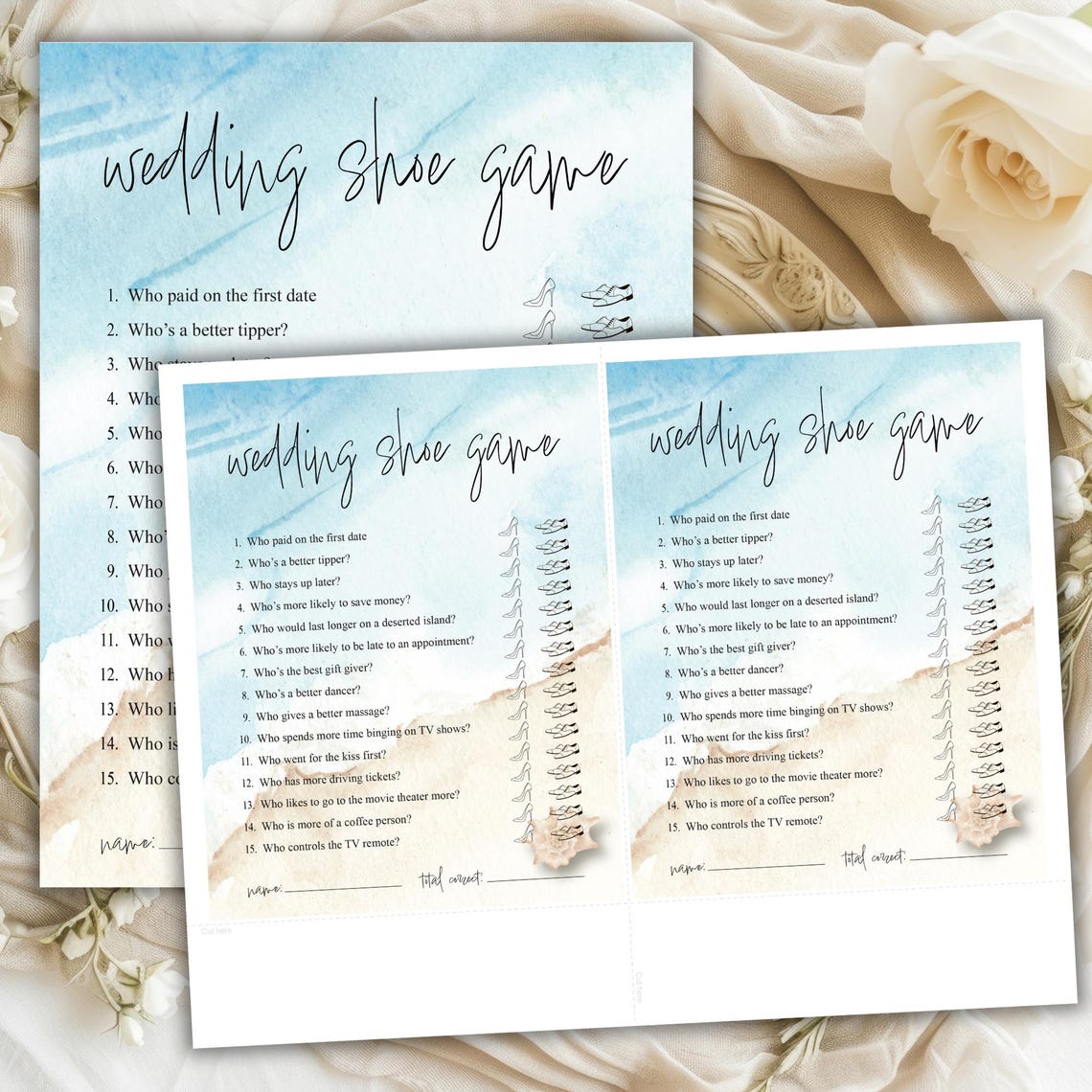 Printable Wedding Shoe Game for Bridal Shower Wedding Shower Fun Bride ...
