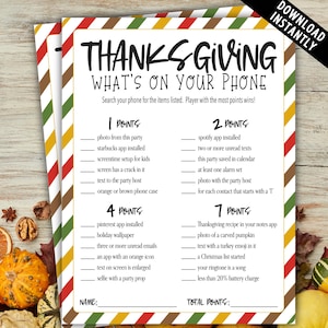 Thanksgiving Whats on Your Phone Game With Border | Thanksgiving ...