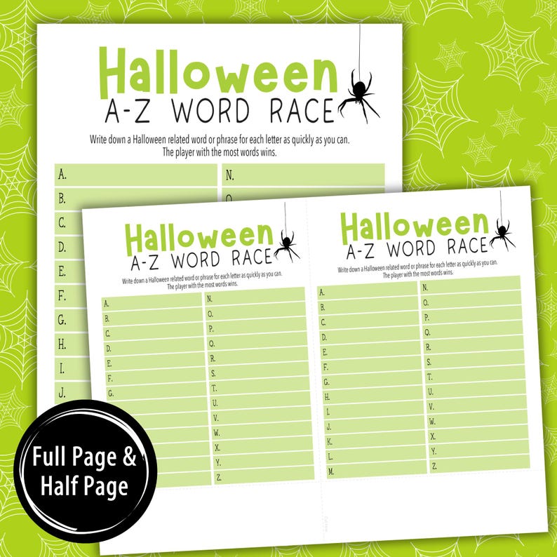 Halloween A to Z Word Race Game | Halloween Classroom Party Game ...