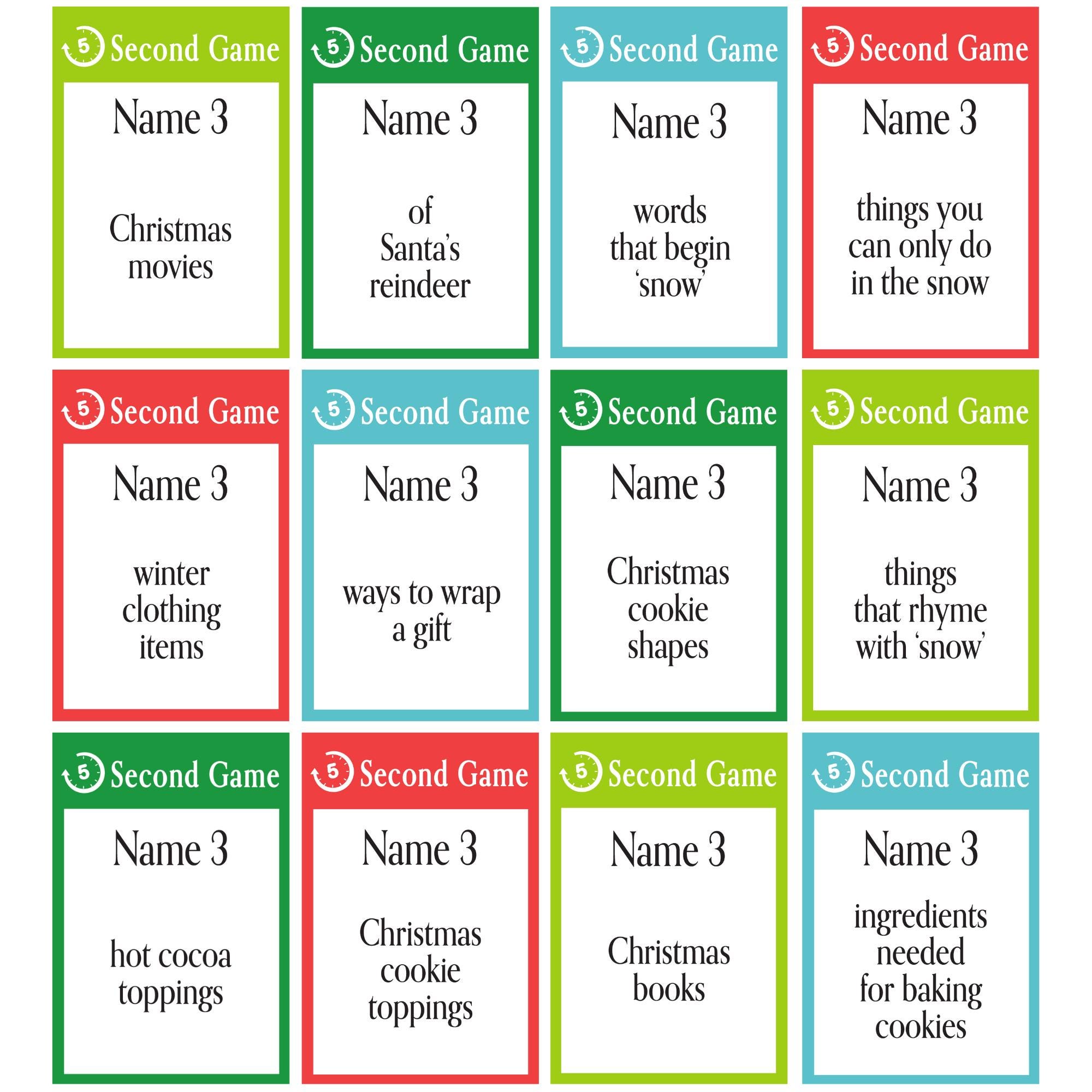 Christmas 5 Second Think Fast Game | Office Party Christmas Game ...