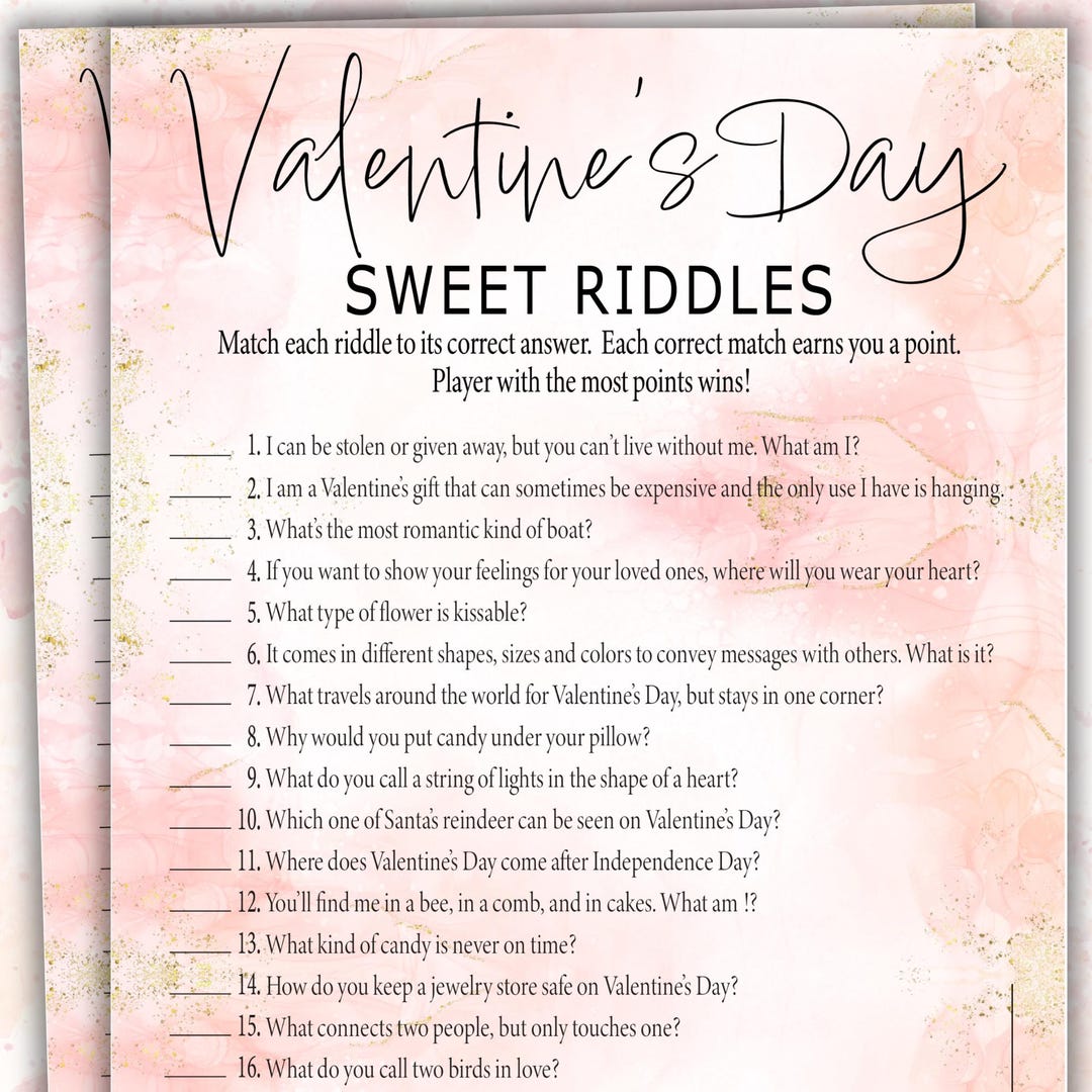 Fun Printable Valentines Riddles | Valentines Party Instant Download ...