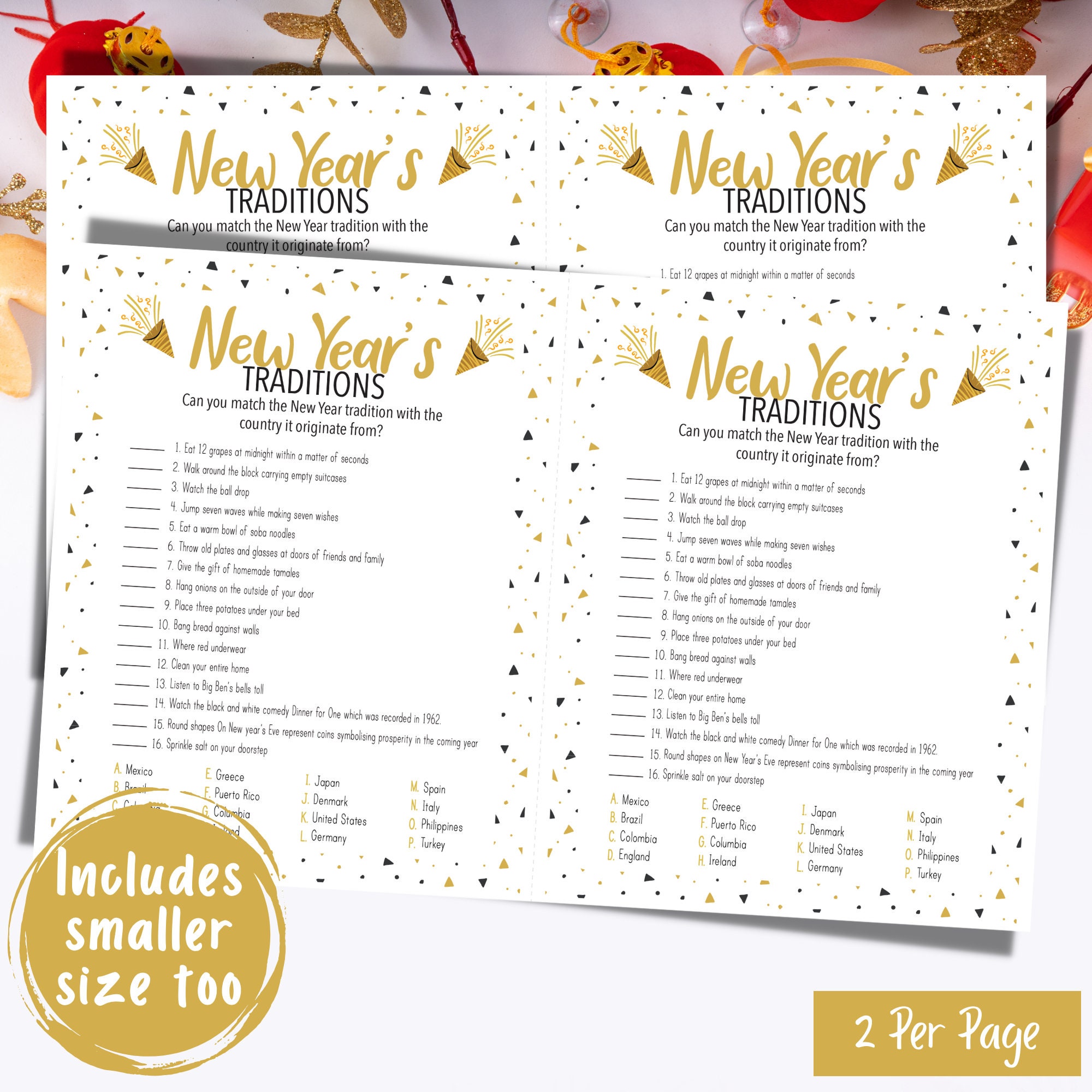 New Years Traditions Around the World Game for Office Party | Family ...