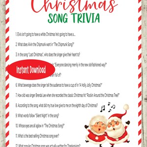 Christmas Printable Games Christmas Trivia Game Christmas - Etsy