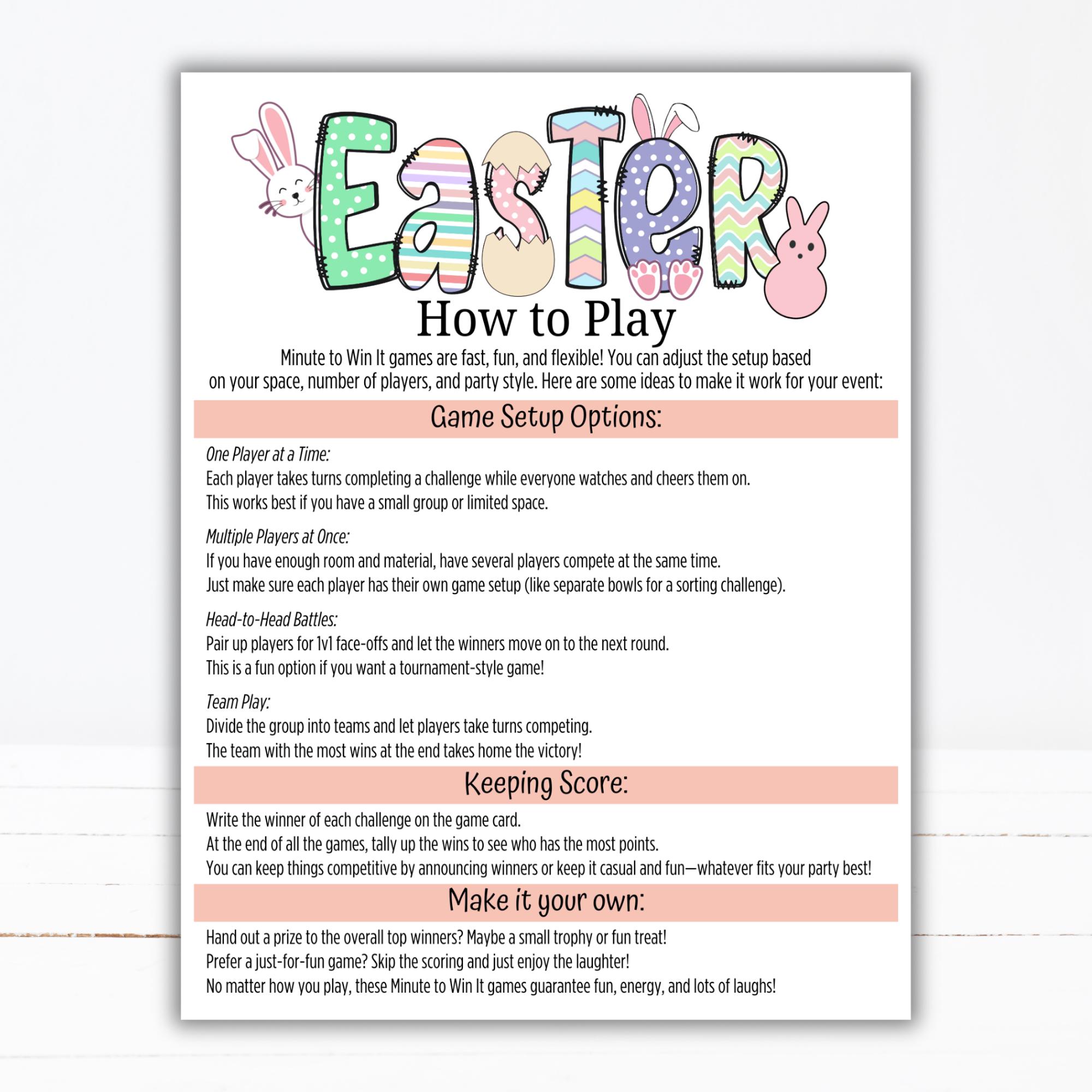 Printable Easter Minute to Win It Games Printable | Fun Easter ...