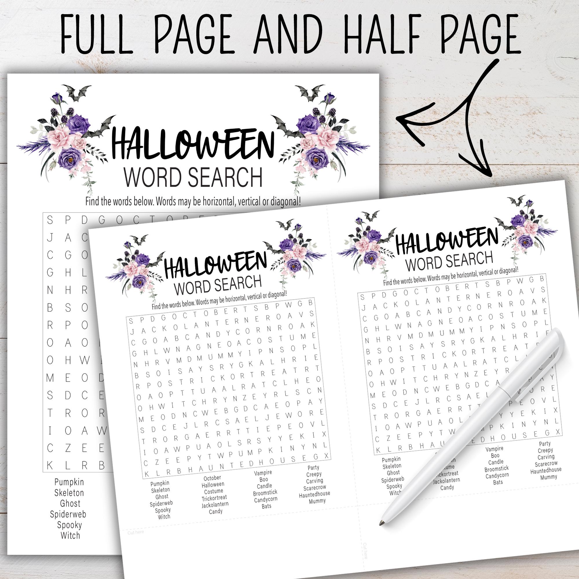 Spooky Halloween Printable Word Search | Printable Halloween Party ...