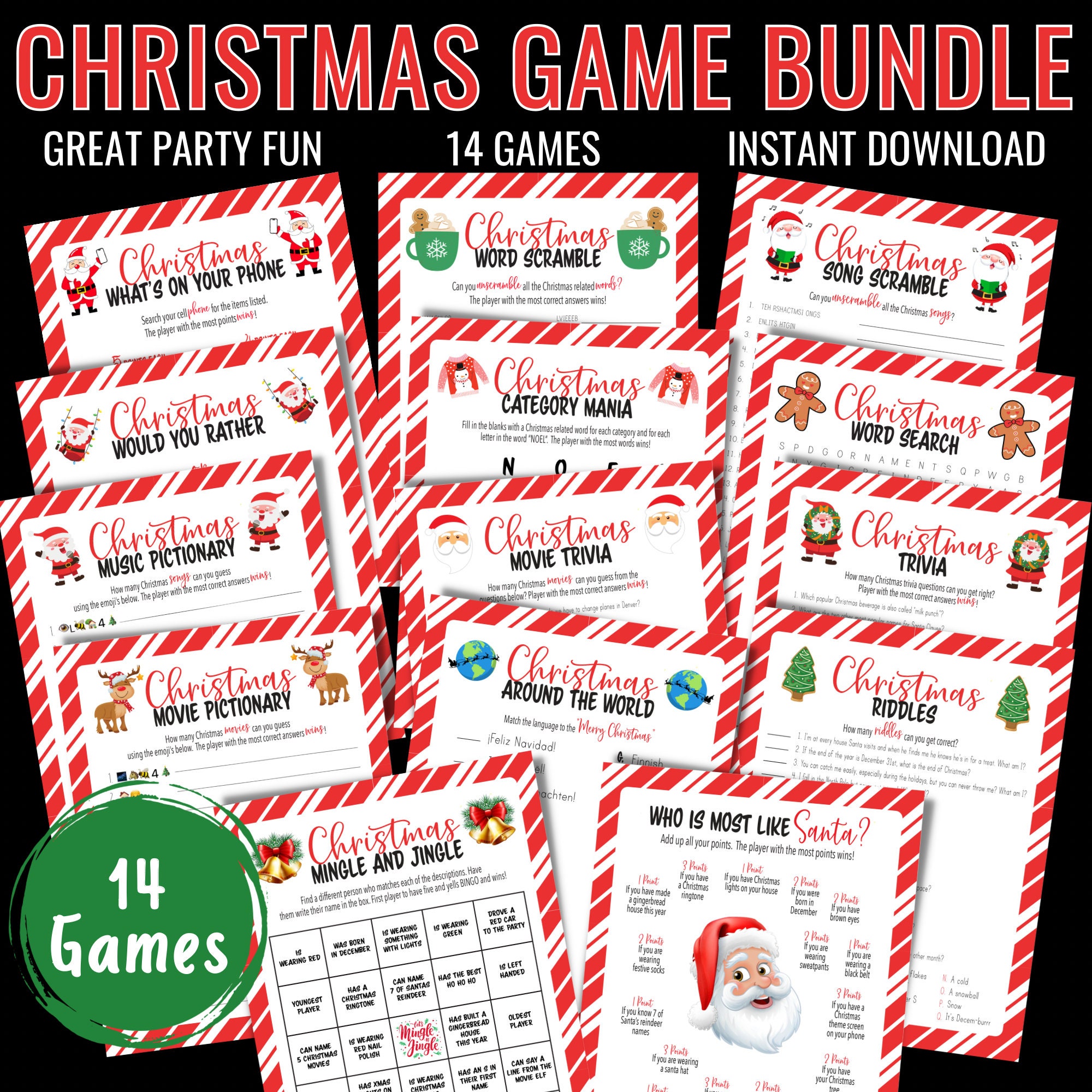 Christmas Game Bundle Office Party Christmas Games Family Christmas ...