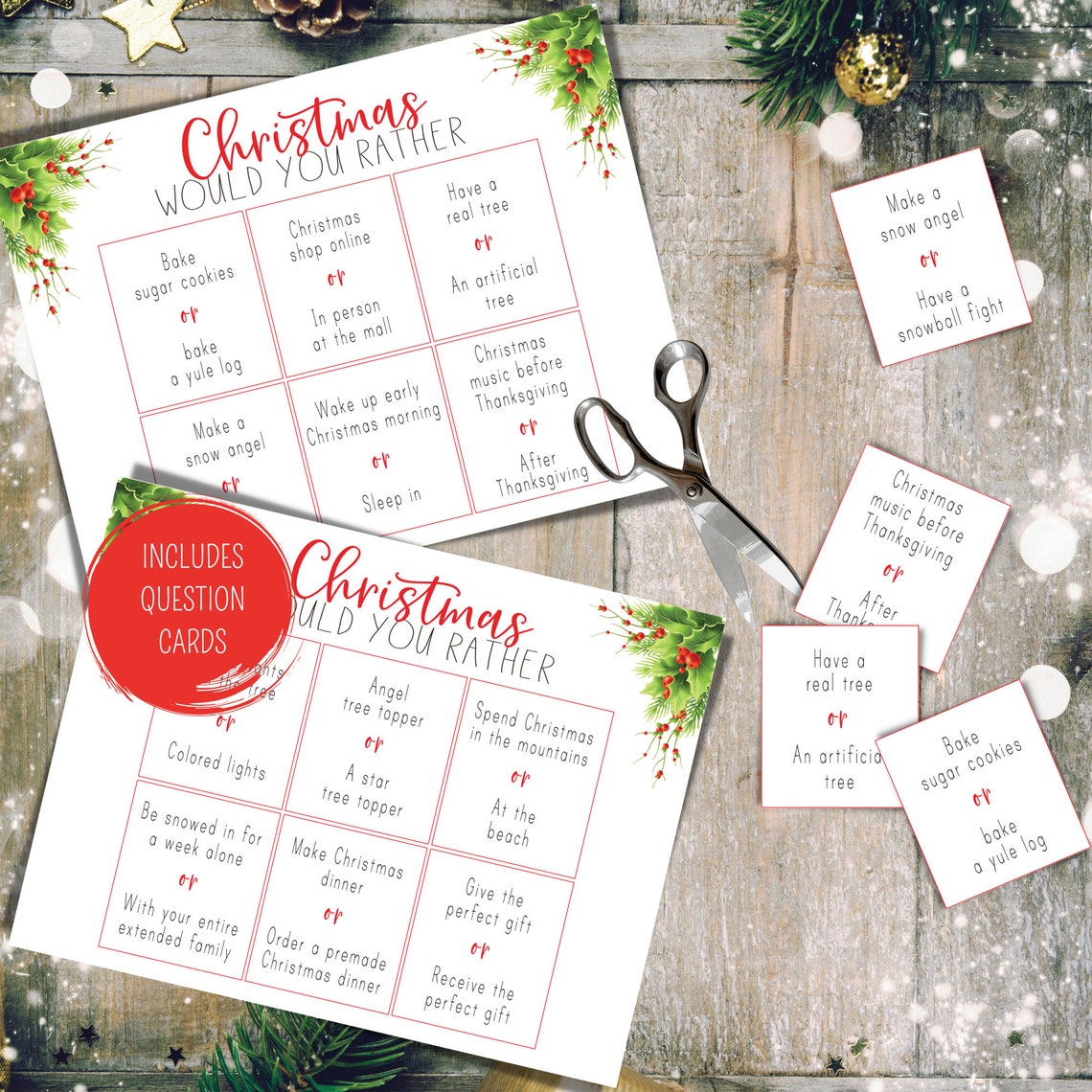Christmas Printable Games Would You Rather Christmas Games - Etsy