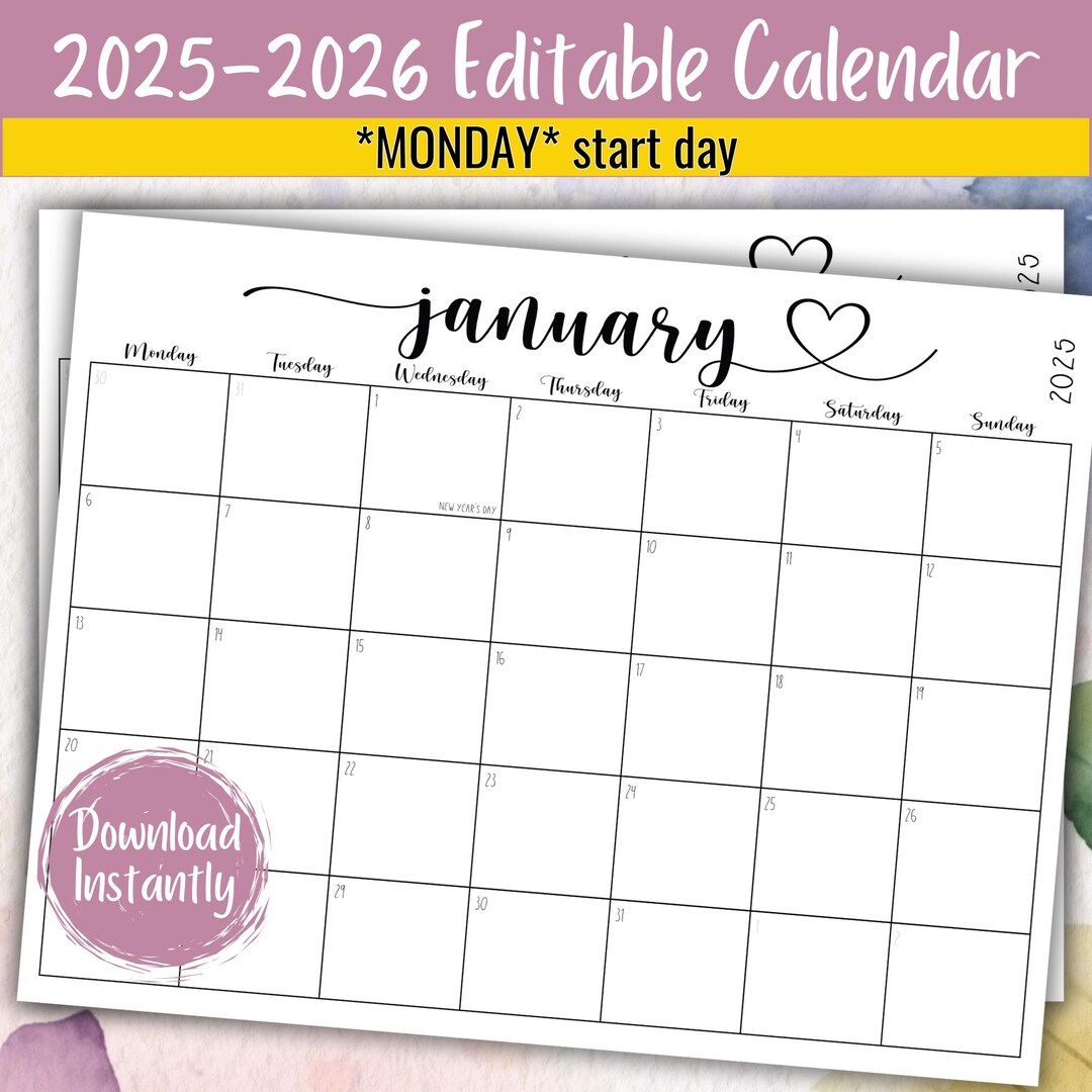2025-2026 Printable Calendar Template Editable | Family Organizer ...