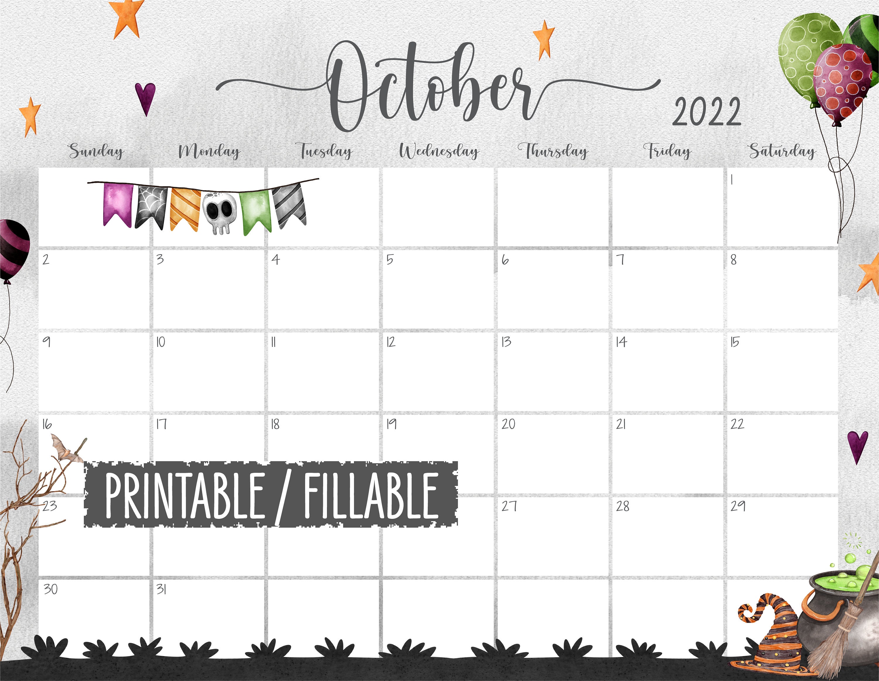 Colorful October 2022 Calendar Printable
