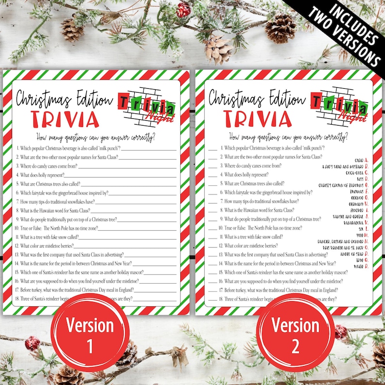 Christmas Edition Trivia Game | Christmas Gathering Game Night ...