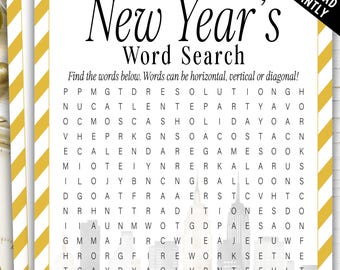 New Years Word Search - Etsy