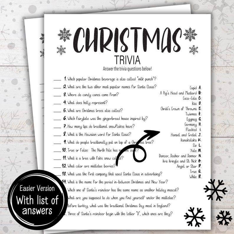 Christmas Printable Trivia Game | Christmas Gathering Game Night ...