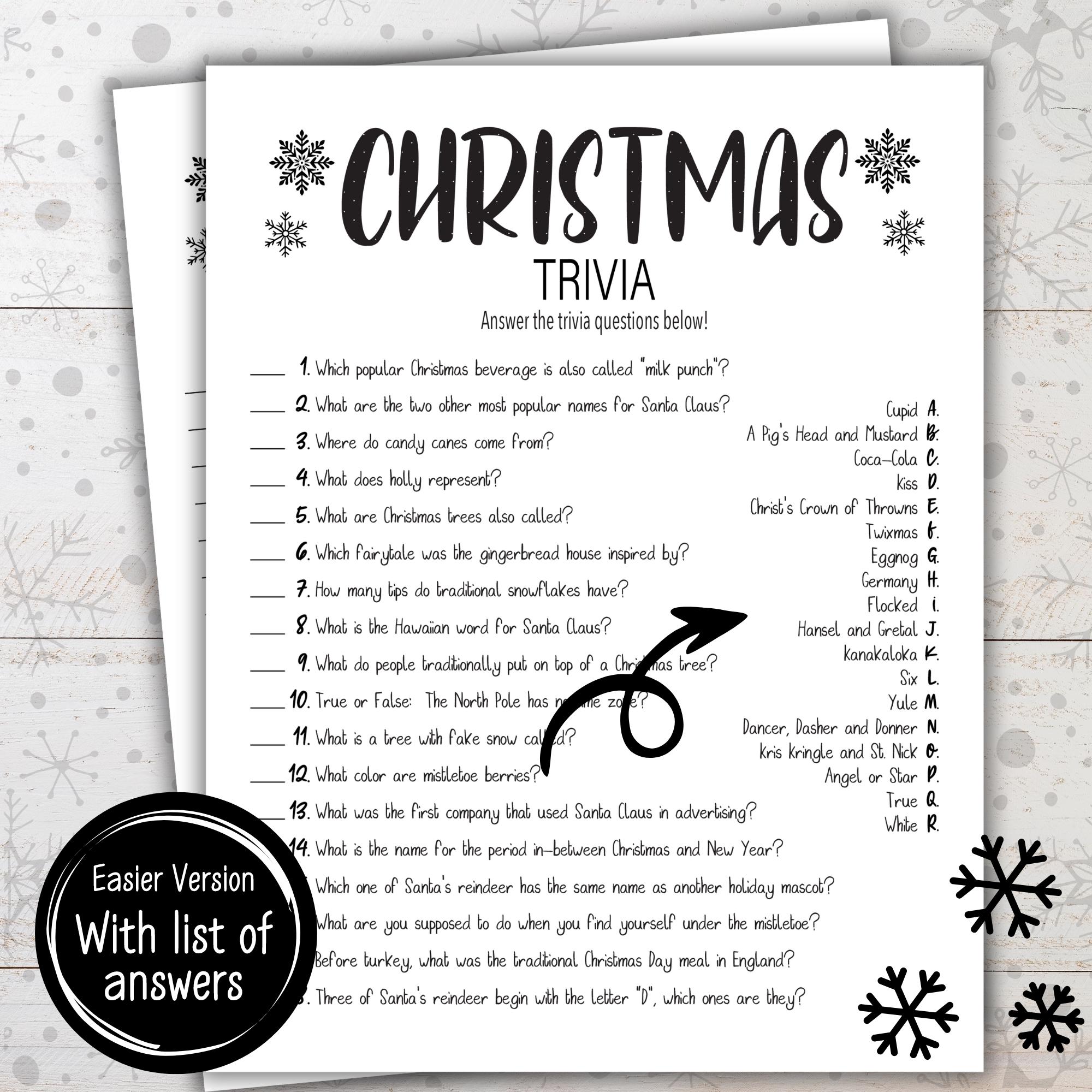 Christmas Printable Trivia Game | Christmas Gathering Game Night ...