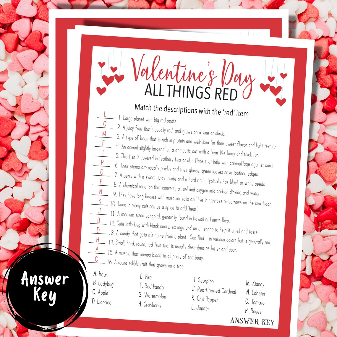 All Things Red Game for Office Party | Family Valentines Red Game ...
