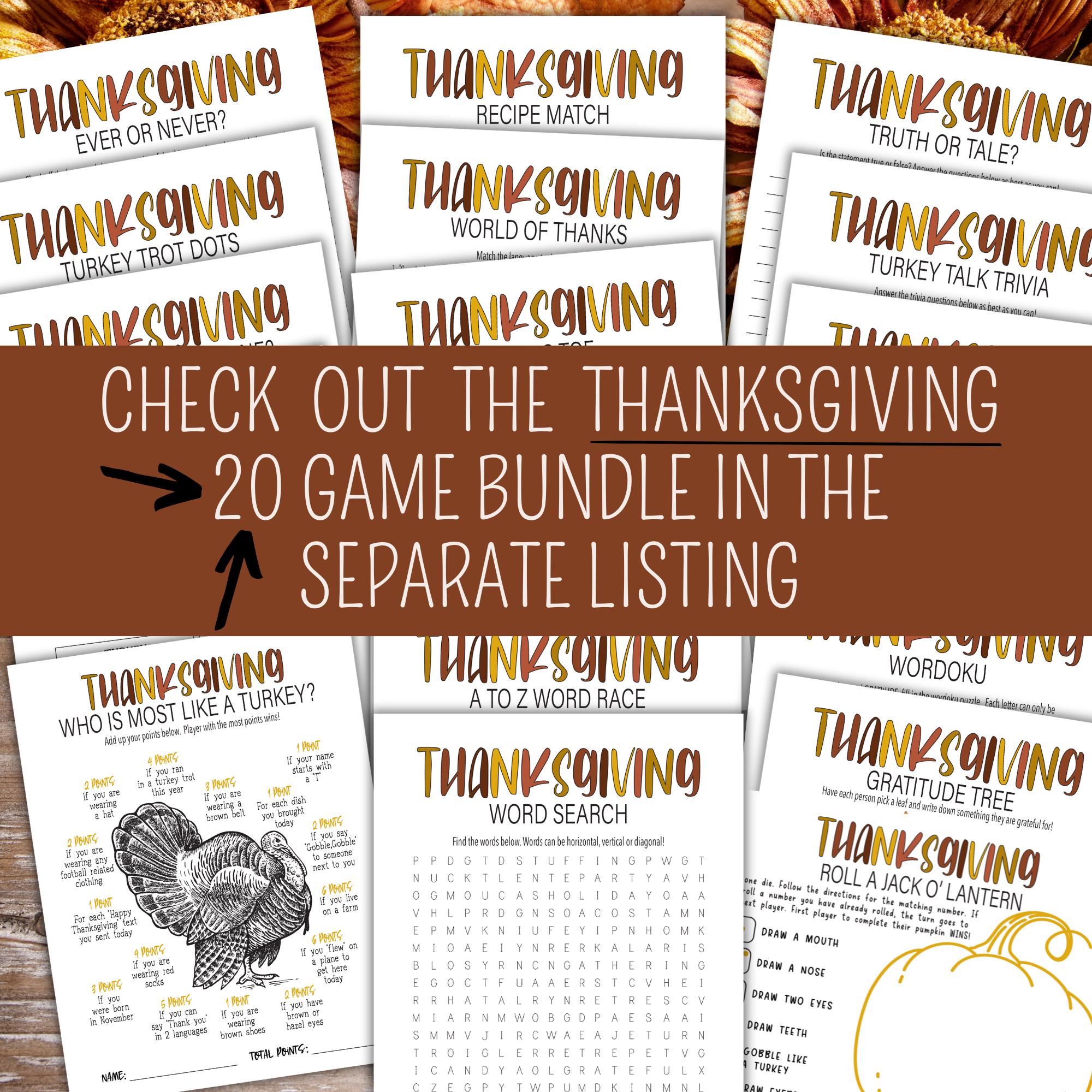 Thanksgiving Think Fast Word Game Thanksgiving Game Night Thanksgiving ...
