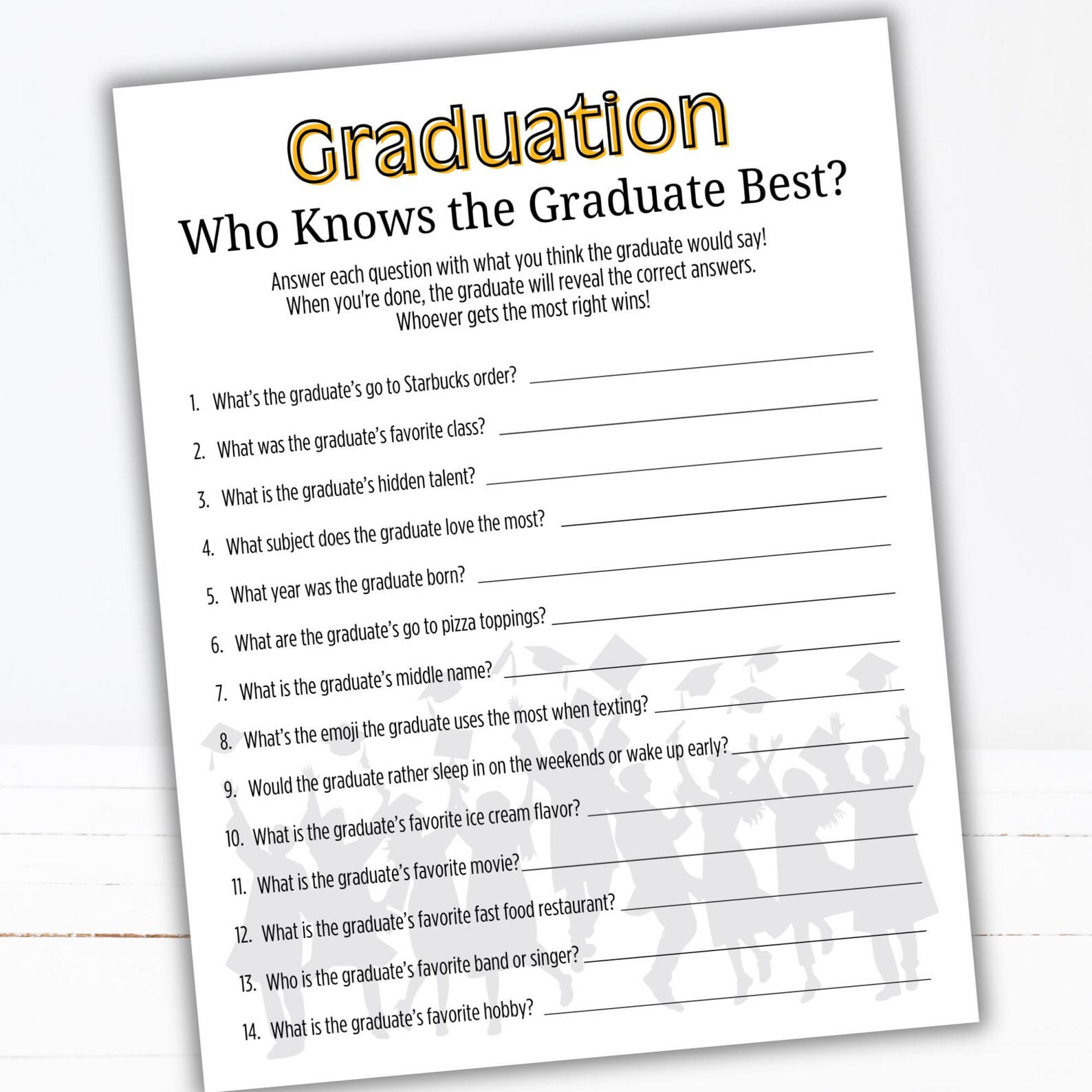 Editable Who Knows the Graduate Best Game Graduation Party Activity Fun ...