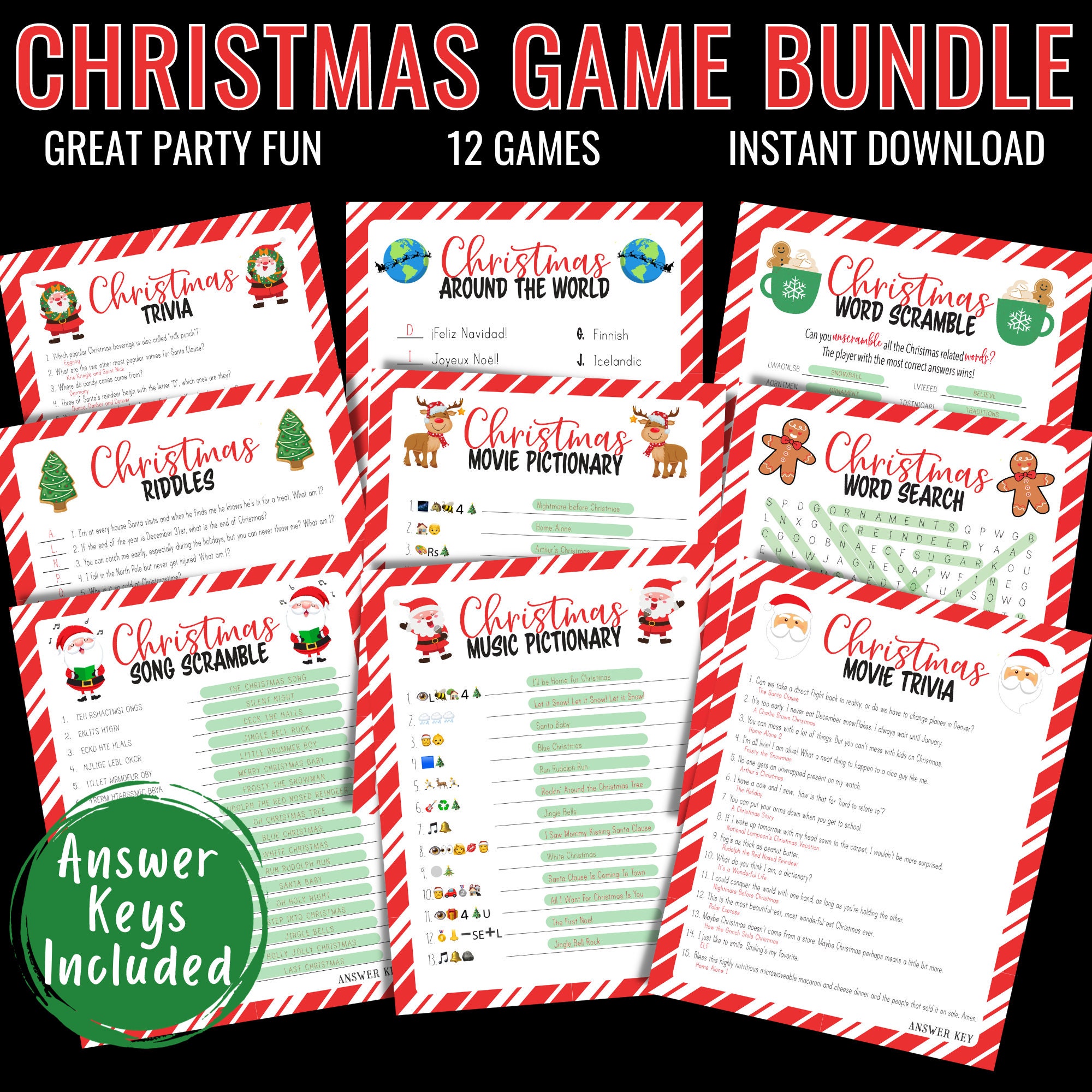 Christmas Game Bundle Office Party Christmas Games Family Christmas ...